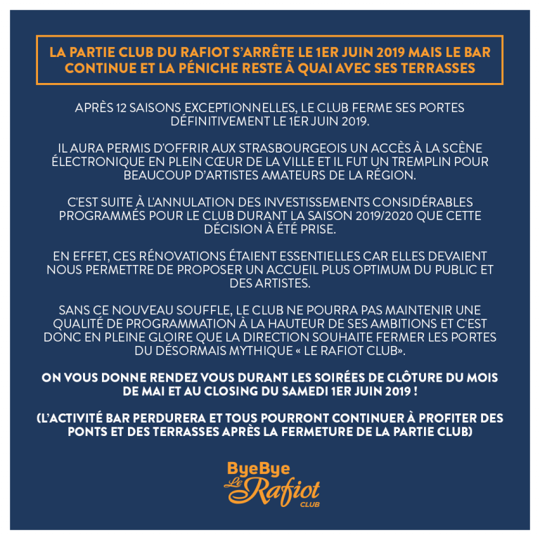 Strasbourg : le club du Rafiot fermera définitivement ses portes dans ...